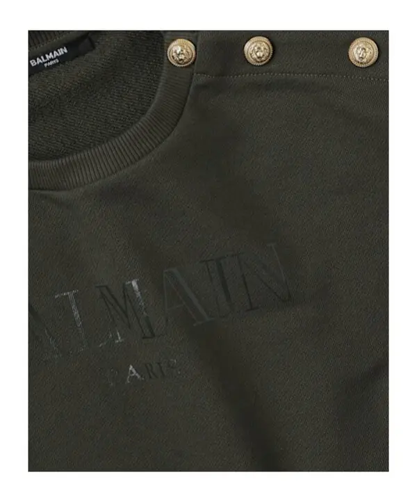 Balmain Cotton Cropped Sweatshirt With Logo Detail