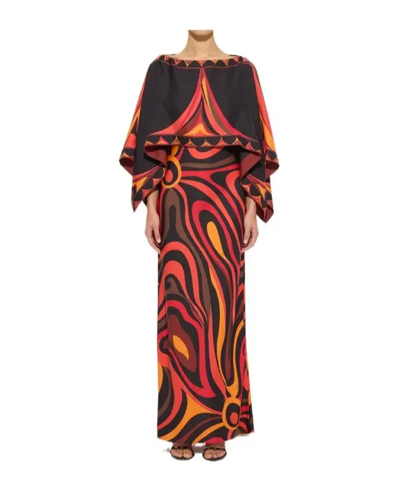 Emilio Pucci Marmo Cape Maxi Dress - Black