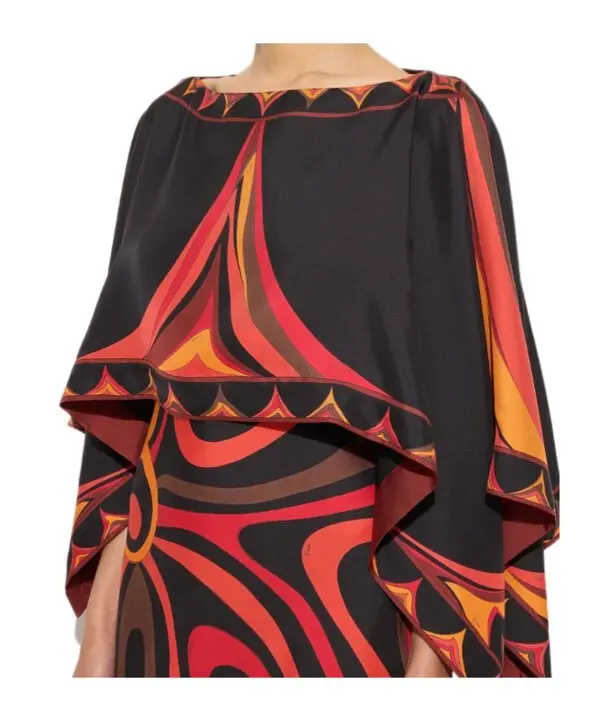 Emilio Pucci Marmo Cape Maxi Dress - Black