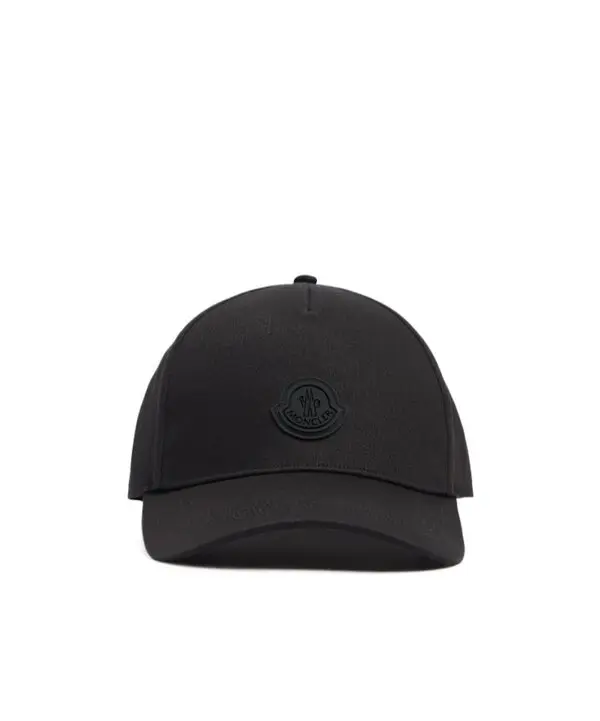 Moncler Logo Cotton Gabardine Baseball Cap - Black
