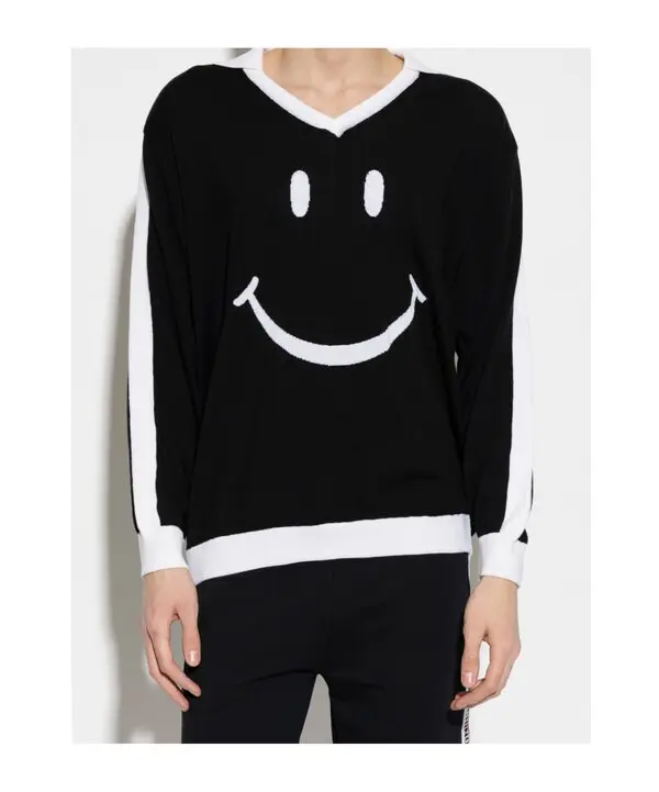 Moschino Smiley Intarsia V-neck Sweater