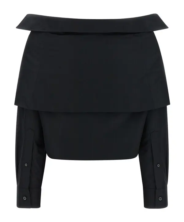 Balenciaga Off-the-shoulder Cropped Cotton Shirt