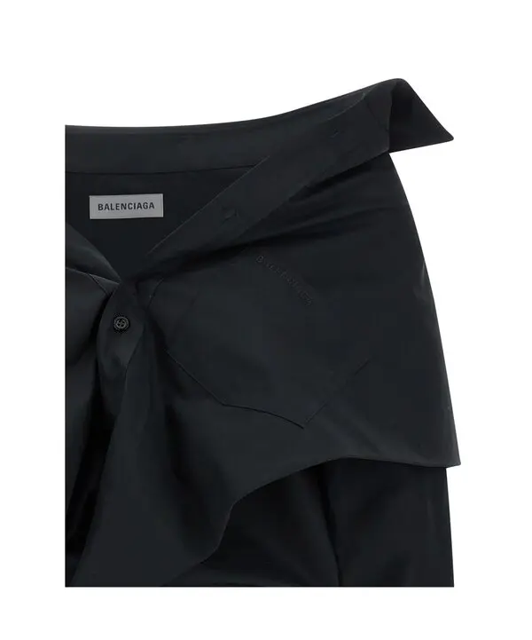 Balenciaga Off-the-shoulder Cropped Cotton Shirt