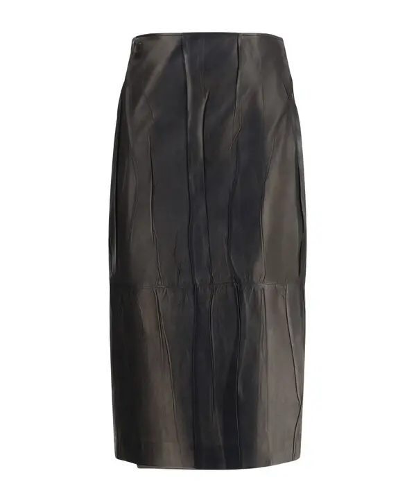 Ermanno Scervino Crinkled Midi Leather Skirt
