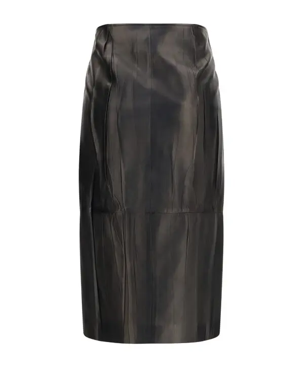 Ermanno Scervino Crinkled Midi Leather Skirt