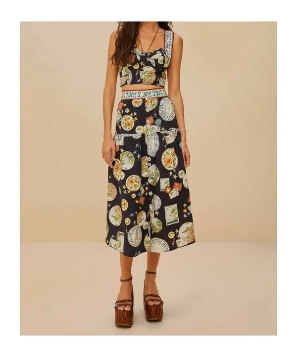 Farm Rio Sleeveless Printed Cropped Top - Nude
