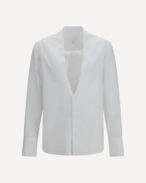 MAISON MARGIELA V-neck Poplin Shirt - White