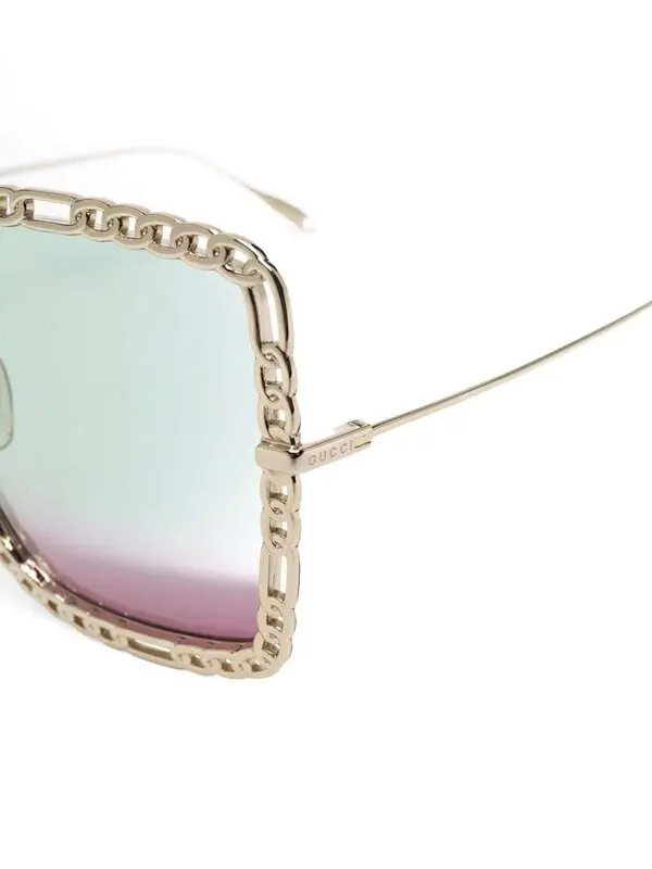 Gucci Embellished Rectangular Frame Sunglasses