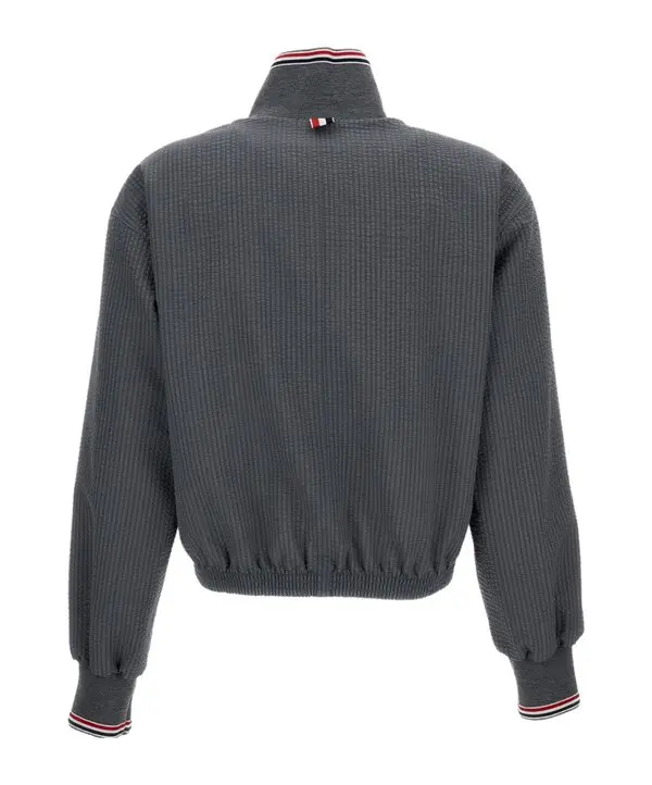 Thom Browne Zip-fastening Patch-detailed Jacket - Light Gray