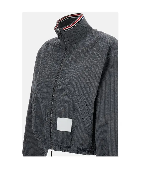 Thom Browne Zip-fastening Patch-detailed Jacket - Light Gray