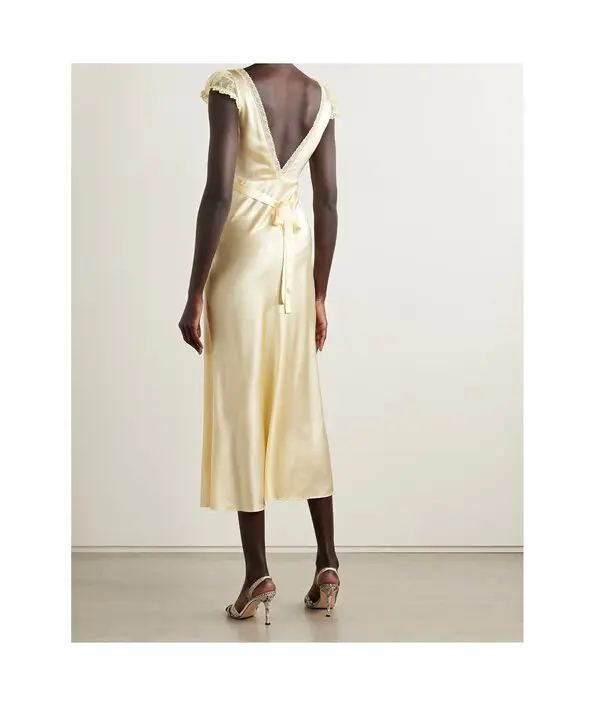 DÔEN Corelia Tulle-trimmed Silk-satin Midi Dress
