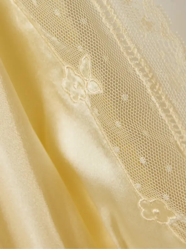 DÔEN Corelia Tulle-trimmed Silk-satin Midi Dress - Yellow