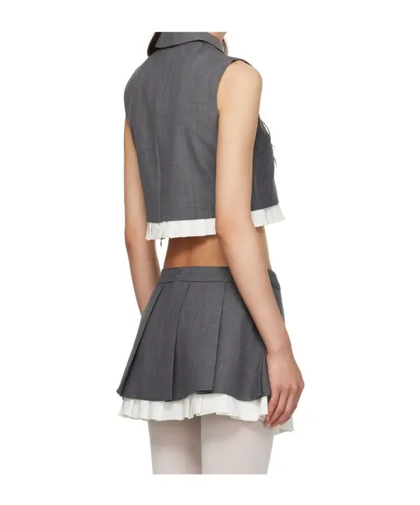 SHUSHU/TONG Cropped Sleeveless Top With Lapel Collar
