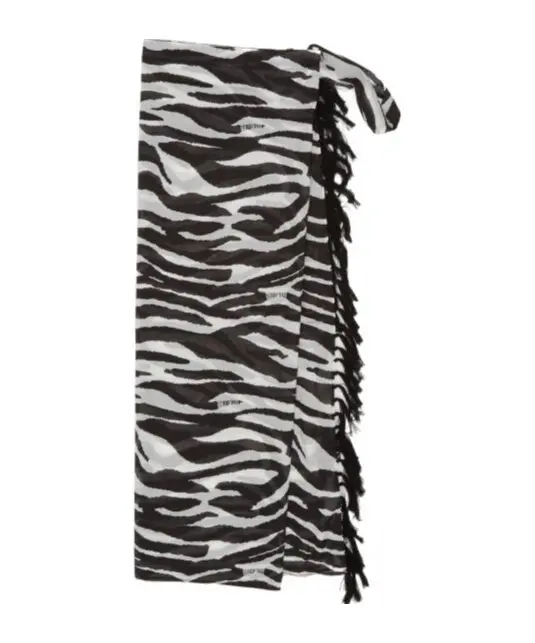 Attico Zebra Print Tasseled Skirt - Black