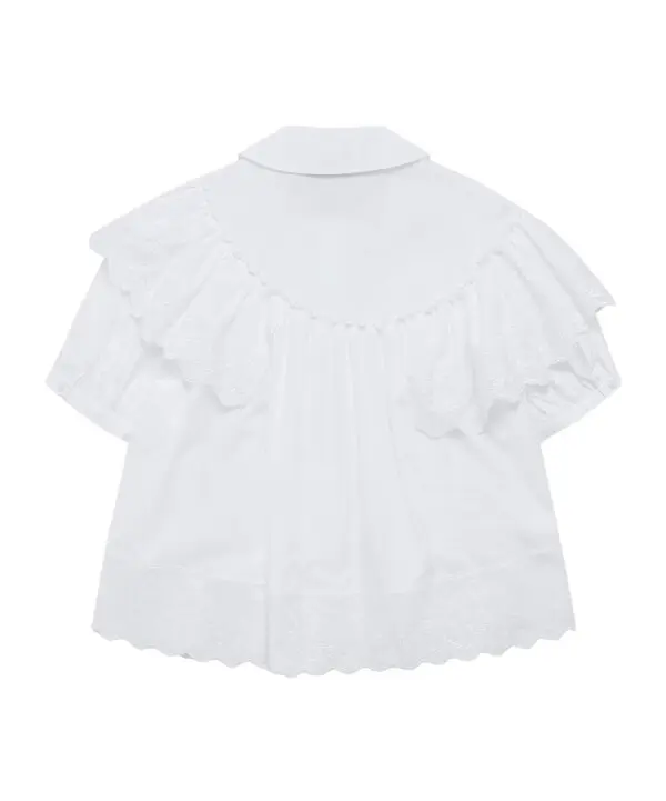 Simone Rocha Puff Sleeve Ruffle Shirt With Pearl Embellished Peter Pan Collar
