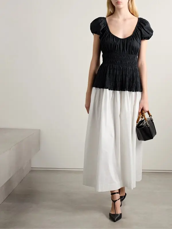 DÔEN Two-tone Pleated Midi Dress