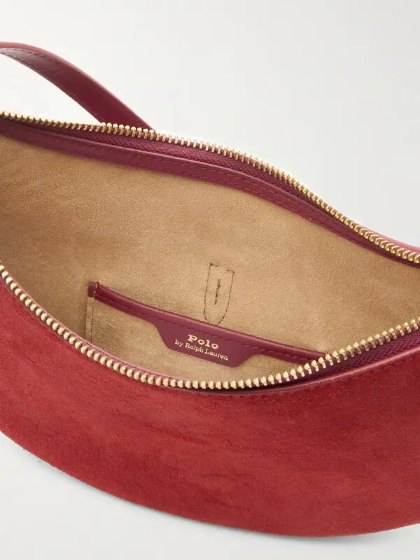 Polo Ralph Lauren Logo Suede Shoulder Bag - Red