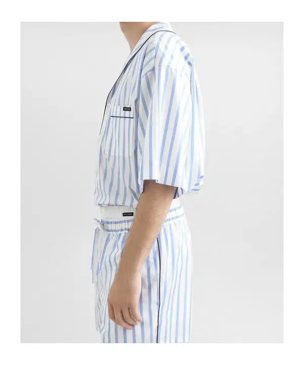 Dolce & Gabbana Dolce Gabbana Striped Hawaiian Collar Shirt - White