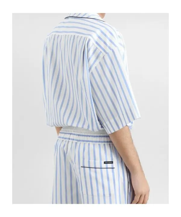 Dolce & Gabbana Dolce Gabbana Striped Hawaiian Collar Shirt - White