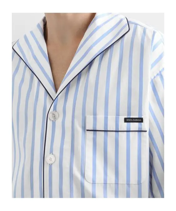 Dolce & Gabbana Dolce Gabbana Striped Hawaiian Collar Shirt - White