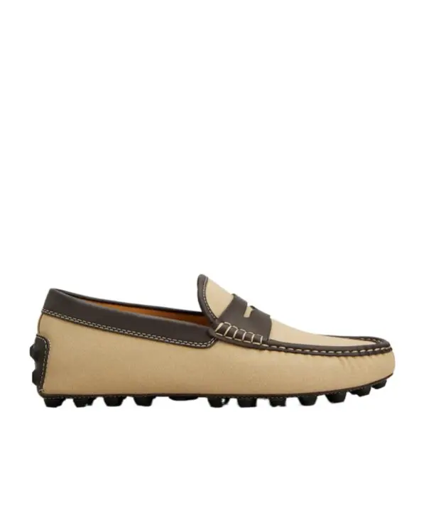 TOD'S Gommino Bubble Loafers In Canvas And Leather - Nude
