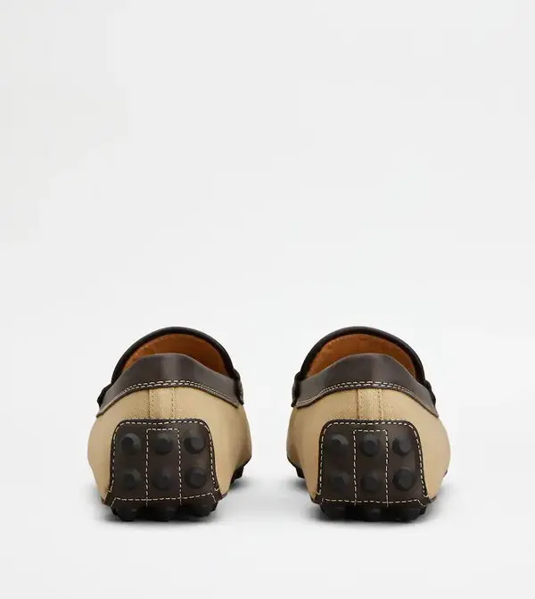 TOD'S Gommino Bubble Loafers In Canvas And Leather - Nude