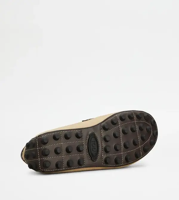 TOD'S Gommino Bubble Loafers In Canvas And Leather - Nude