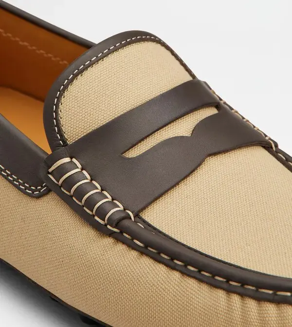 TOD'S Gommino Bubble Loafers In Canvas And Leather - Nude