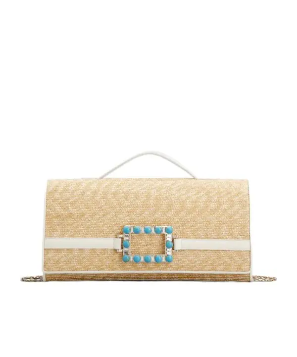 ROGER VIVIER Belle Vivier Clutch In Raffia