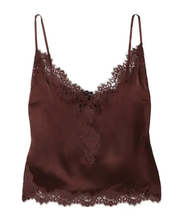 DÔEN Kira Lace Trim Camisole - Brown