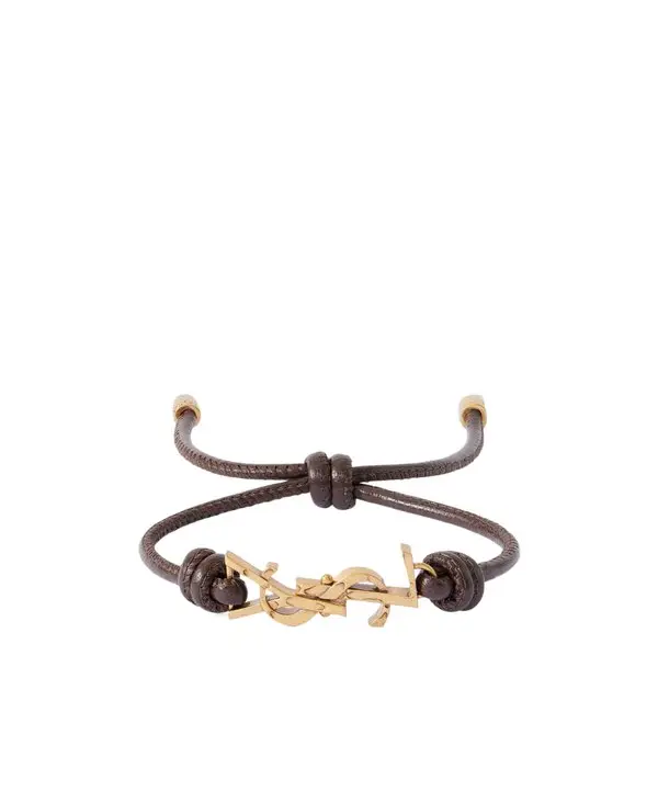 Saint Laurent Cassandre Cord Bracelet - Brown