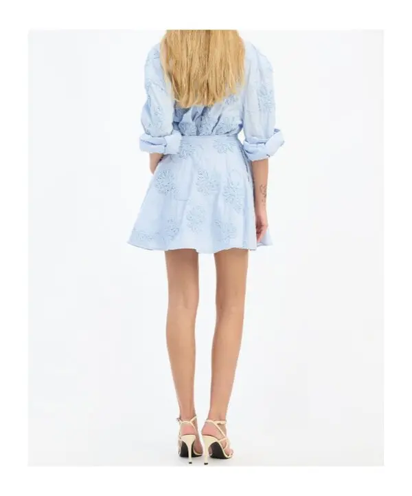 ROTATE BY BIRGER CHRISTENSEN Textured Floral Mini Skirt - Light Blue