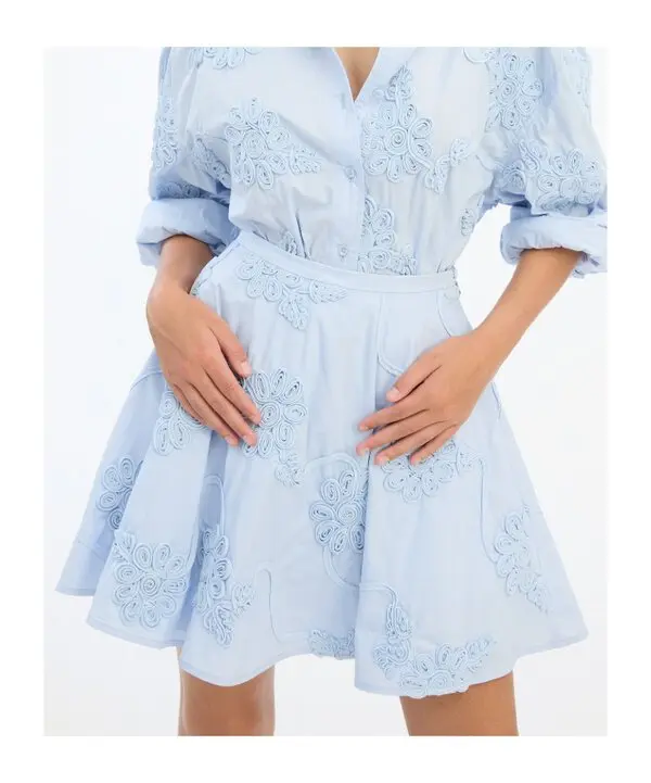 ROTATE BY BIRGER CHRISTENSEN Textured Floral Mini Skirt - Light Blue
