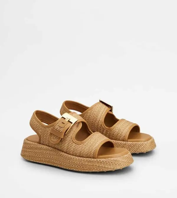 TOD'S Raffia And Leather Sandals