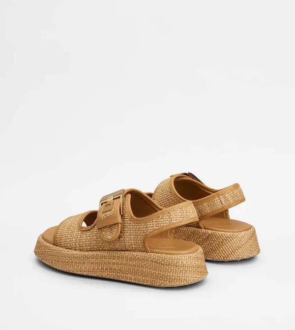 TOD'S Raffia And Leather Sandals