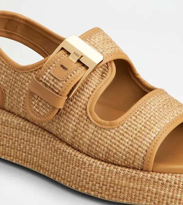 TOD'S Raffia And Leather Sandals