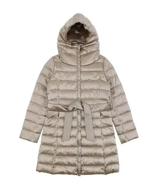 Max Mara Hooded Quilted Down Jacket With Belt - Nude