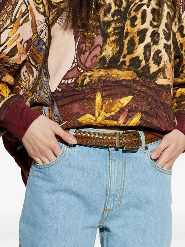 Etro Braided Leather Belt - Brown