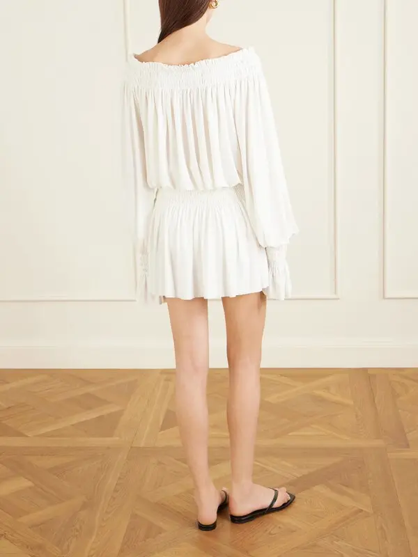 Norma Kamali Pleated Stretch Midi Skirt - White