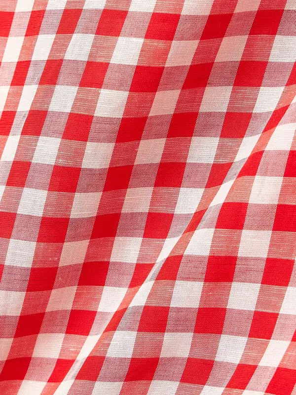 DÔEN Gingham Plaid Round Neck Button Detailed Dress