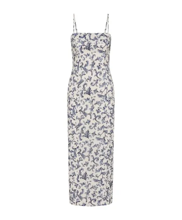 Posse Rue Baroque-print Strappy Midi Dress - Blue Baroque