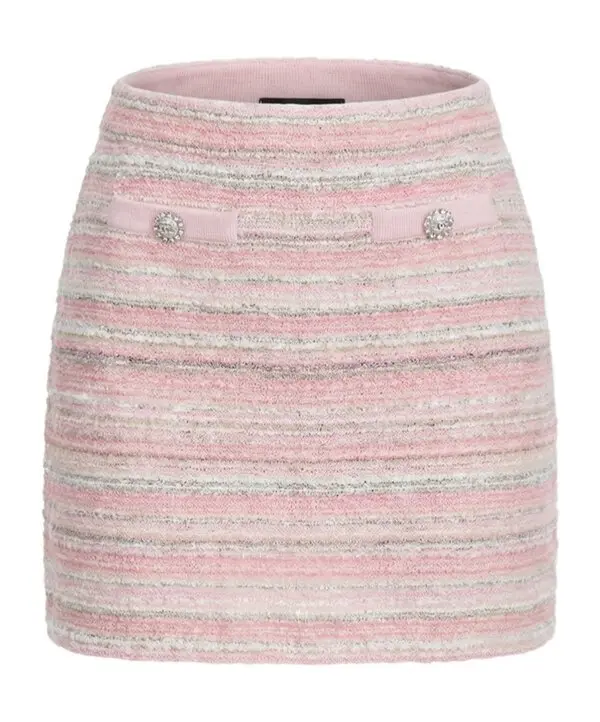 SELF-PORTRAIT Striped Embellished Mini Skirt