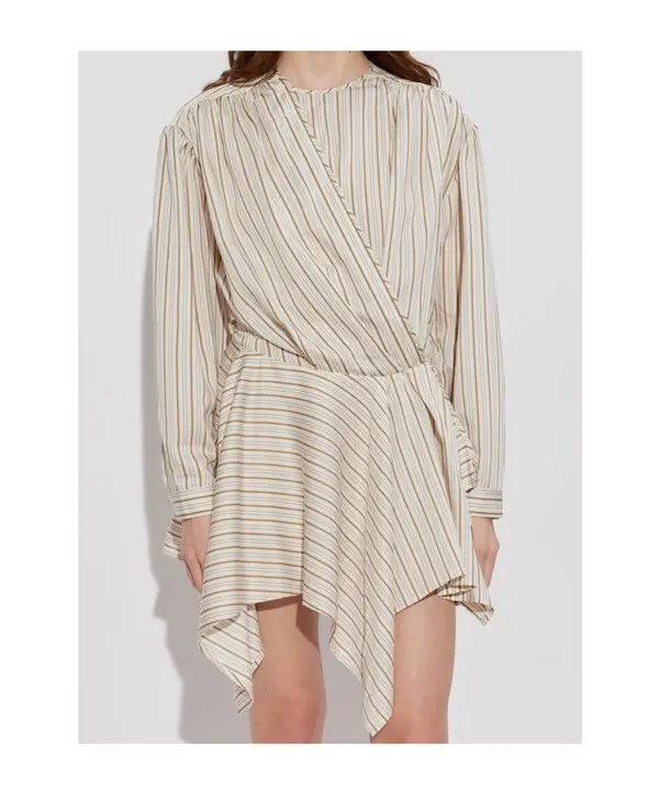 IRO PARIS Utenia Asymmetrical Wrap Dress - Beige