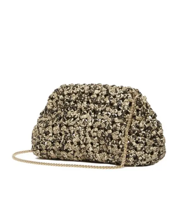Marella Python-print Woven Clutch