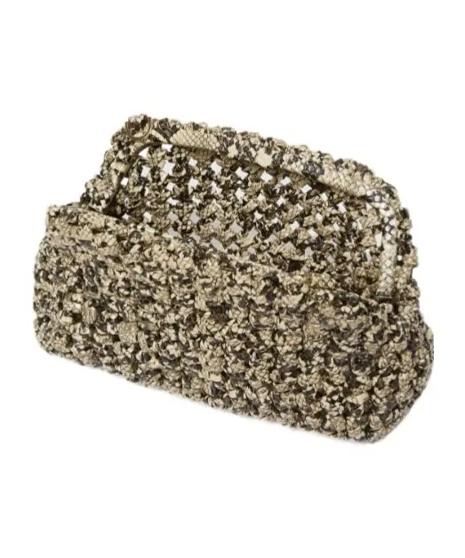 Marella Python-print Woven Clutch