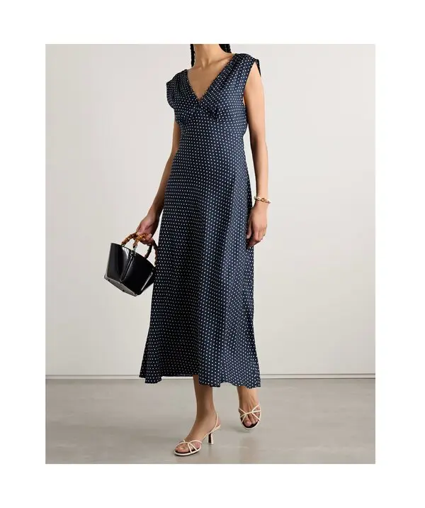 DÔEN Tahlia Polka-dot Midi Dress - Blue