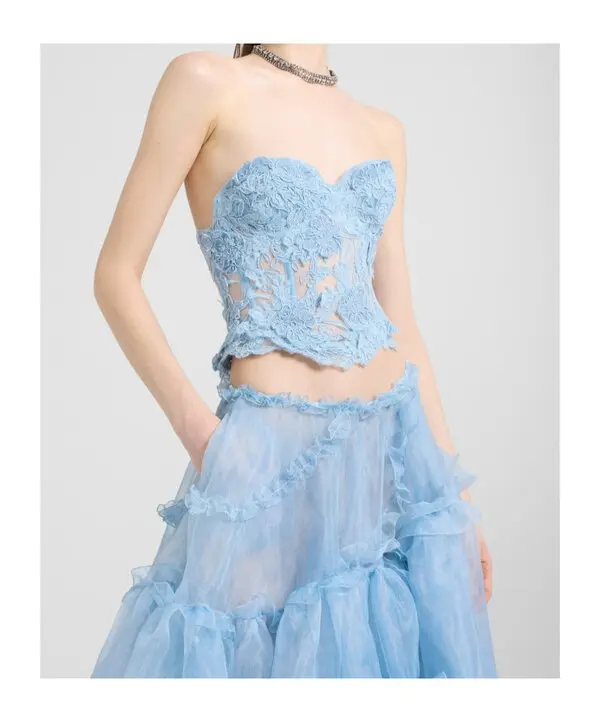 Ermanno Scervino Floral-lace Strapless Bustier Top