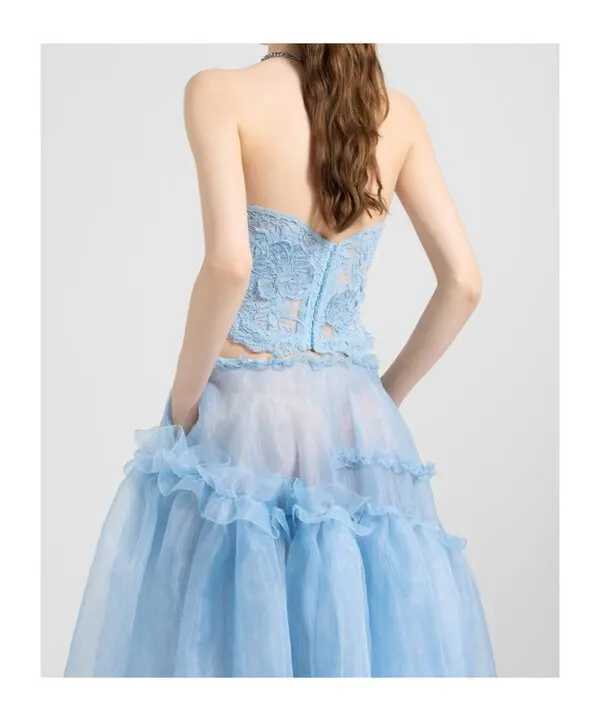 Ermanno Scervino Floral-lace Strapless Bustier Top