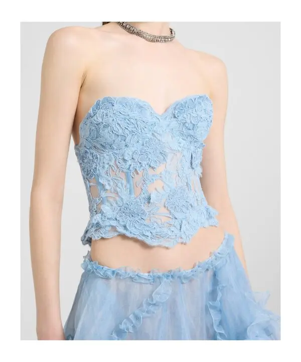 Ermanno Scervino Floral-lace Strapless Bustier Top