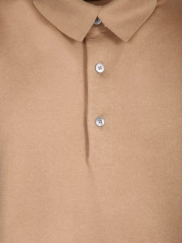 Zegna Classic Knit Polo Shirt - Nude